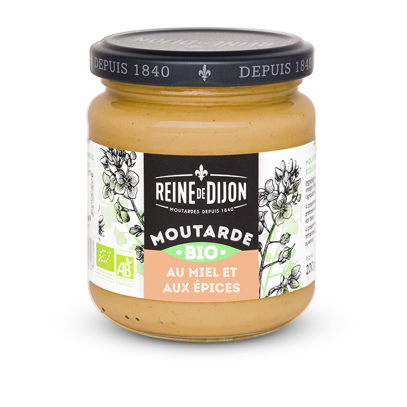 Moutarde au Miel & épices BIO - REINE DE DIJON élaborée à Dijon